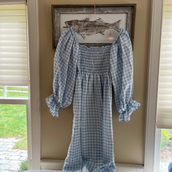 Sleeper | Dresses | Sleeper Atlanta Smocked Linen Dress Euc | Poshmark